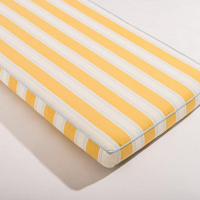 The Al Fresco Sun Lounger in Tuuli Stripe Yellow | Antique White Frame ...