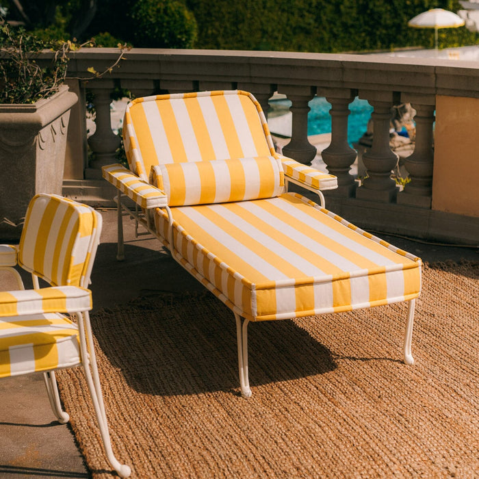 The Waterhouse Sun Lounger in Crew Mimosa Yellow Stripe | Antique Whit ...