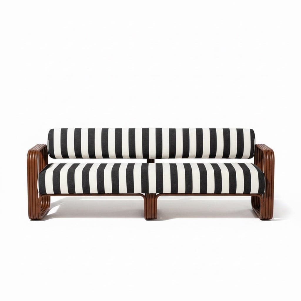 The Contini Sofa in Vintage Crew Black Stripe | Merlot Frame | Business ...